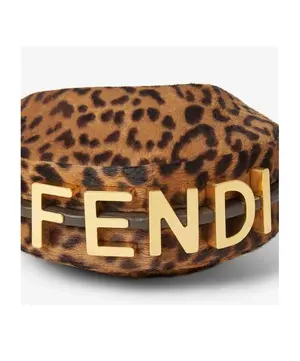 Fendi Leopard Printed Nano Baguette Bag With Gold Tone Lettering