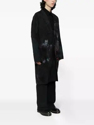 Yohji Yamamoto Single-breasted Graphic-print Coat