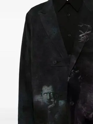 Yohji Yamamoto Single-breasted Graphic-print Coat
