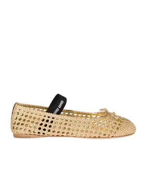 Miu Miu Woven Mordoré Nappa Leather Ballerinas - Nude