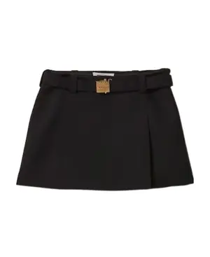 Miu Miu Logo Plaque Belted Low-rise Mini Skirt