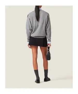 Miu Miu Logo Plaque Belted Low-rise Mini Skirt