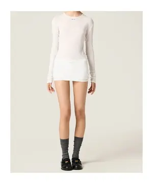 Miu Miu Logo Patch Long Sleeve Top