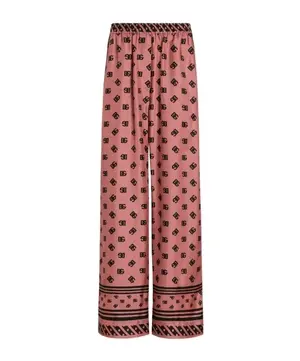 Dolce & Gabbana Silk Satin Jacquard Pajamas With Full Dg Logo - Pink