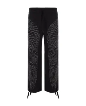 Off-White Drawstring Wide Leg Trousers - Black