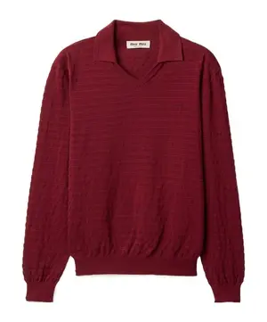 Miu Miu V-neck Cotton Sweater - Red