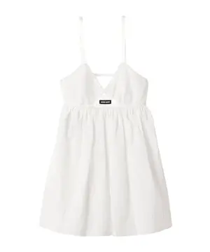 Miu Miu Slubbed Poplin And Eyelet Lace Mini-dress - White