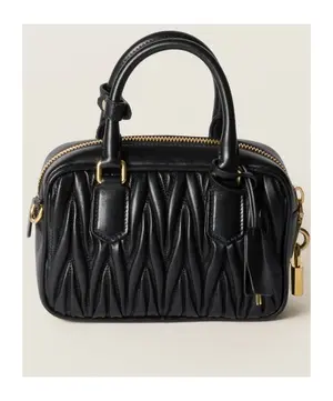Miu Miu Matelassé Logo Lettering Tote Bag