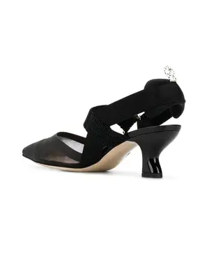 Fendi Slingback Pointed Toe Pumps - Black
