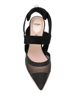 Fendi Slingback Pointed Toe Pumps - Black
