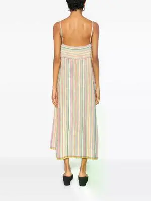 INJIRI Vertical Stripe Sleeveless Midi Dress
