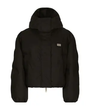 Dolce & Gabbana Dolce Gabbana Logo Plaque Hooded Jacket - Black