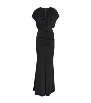 Lapointe Feather-jersey Gathered Gown - Black