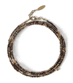 Brunello Cucinelli Sterling Silver Monili Wrap Bracelet - Brown