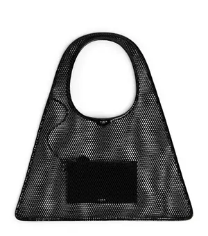 Alaïa Leather-trim Fishnet Shoulder Bag - Black
