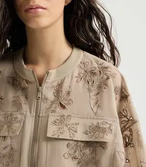Brunello Cucinelli Embroidered Cotton Organza Bomber Jacket