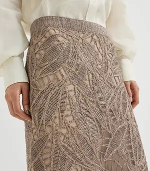 Brunello Cucinelli Embroidered Midi Skirt