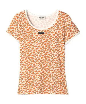 Miu Miu Cotton T-shirt - Ivory/orange