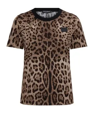 Dolce & Gabbana Leopard Print Crewneck T-shirt - Brown