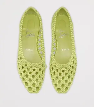 CHRISTIAN LOUBOUTIN Sweetie Jane Woven Ballet Flats - Green