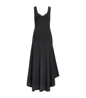 Alaïa Crepe Asymmetric Midi Dress - Black