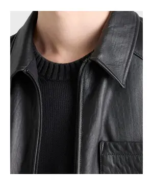 Prada Nappa Leather Zip-up Jacket With Classic Collar