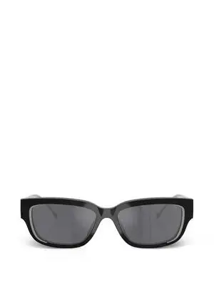 DIESEL® Rectangle Frame Sunglasses With Logo Plaque - Black