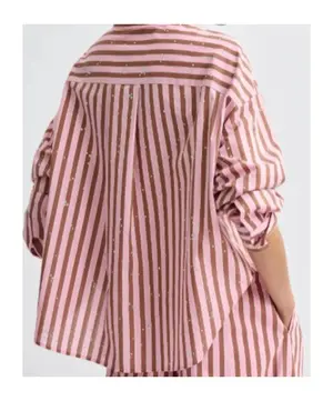 Essentiel Antwerp Striped Rhinestone Embellished Shirt