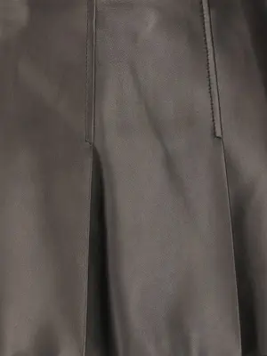 Miu Miu Pleated Nappa Leather Midi Skirt With Ruffle Hem