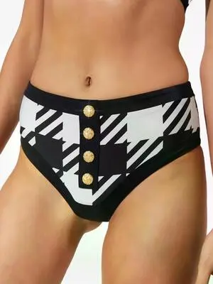Beach Riot Isle Houndstooth Button Bikini Bottom - Black