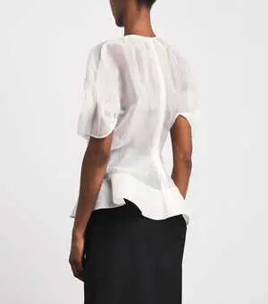 Khaite Silk Asymmetric Rumi Blouse - White