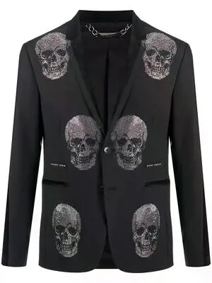 Philipp Plein Embellished Skull Blazer - Black