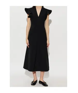 Moschino V-neck Ruffled Sleeve A-line Dress