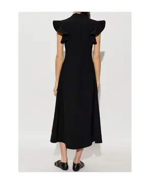 Moschino V-neck Ruffled Sleeve A-line Dress