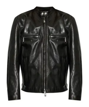 Dsquared2 Long Sleeve Leather Jacket - Black