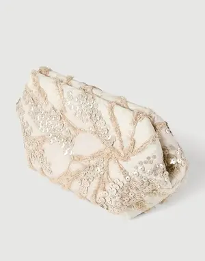 Brunello Cucinelli Silk Organza Pouch Bag With Seabed Embroidery