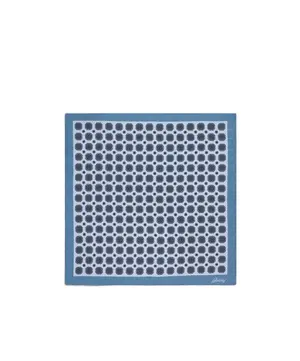 Brioni Light And Steel Medallion Print Silk Pocket Square - Blue
