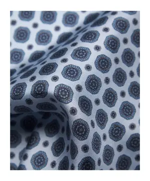 Brioni Light And Steel Medallion Print Silk Pocket Square