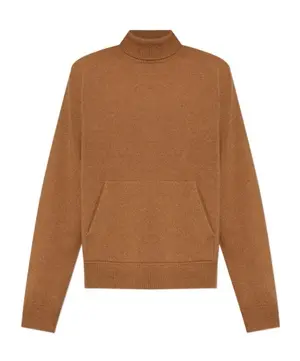 Dsquared2 Long Sleeve High Neck Sweater With Ribbed Details - Brown