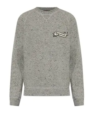 Dsquared2 Long Sleeve Sweater With Ribbed Details - Gray