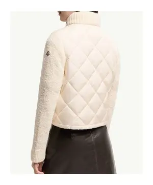 Moncler Cotton Blend Padded Zip-up Cardigan With Logo Patch