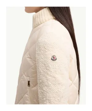 Moncler Cotton Blend Padded Zip-up Cardigan With Logo Patch