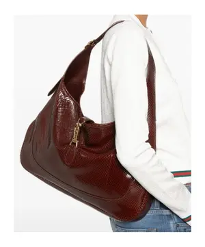 Gucci Single-shoulder Bag With Jackie Piston Clasp - Dark Brown