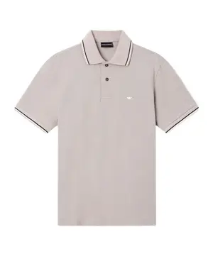 Emporio Armani Button Detailed Short-sleeved Polo Shirt - Grey