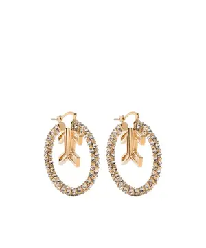 Elisabetta Franchi Logo Detail Embellished Hoop Earrings - Yellow