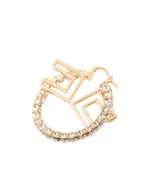 Elisabetta Franchi Logo Detail Embellished Hoop Earrings - Yellow