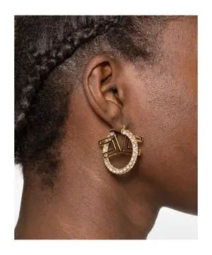 Elisabetta Franchi Logo Detail Embellished Hoop Earrings - Yellow