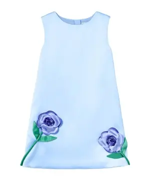SELF-PORTRAIT Bonded Satin 3d Flower Dress