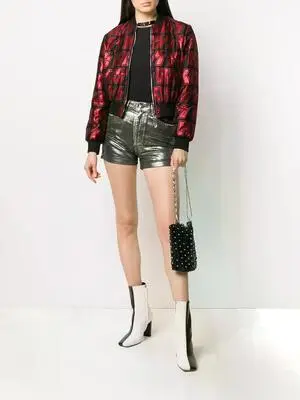 Philipp Plein Metallic Print Studded Shorts