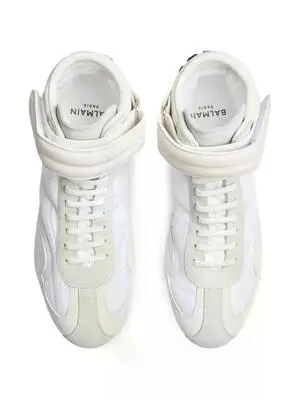 Balmain Racing Mid-top Trainers In Nylon And Leather